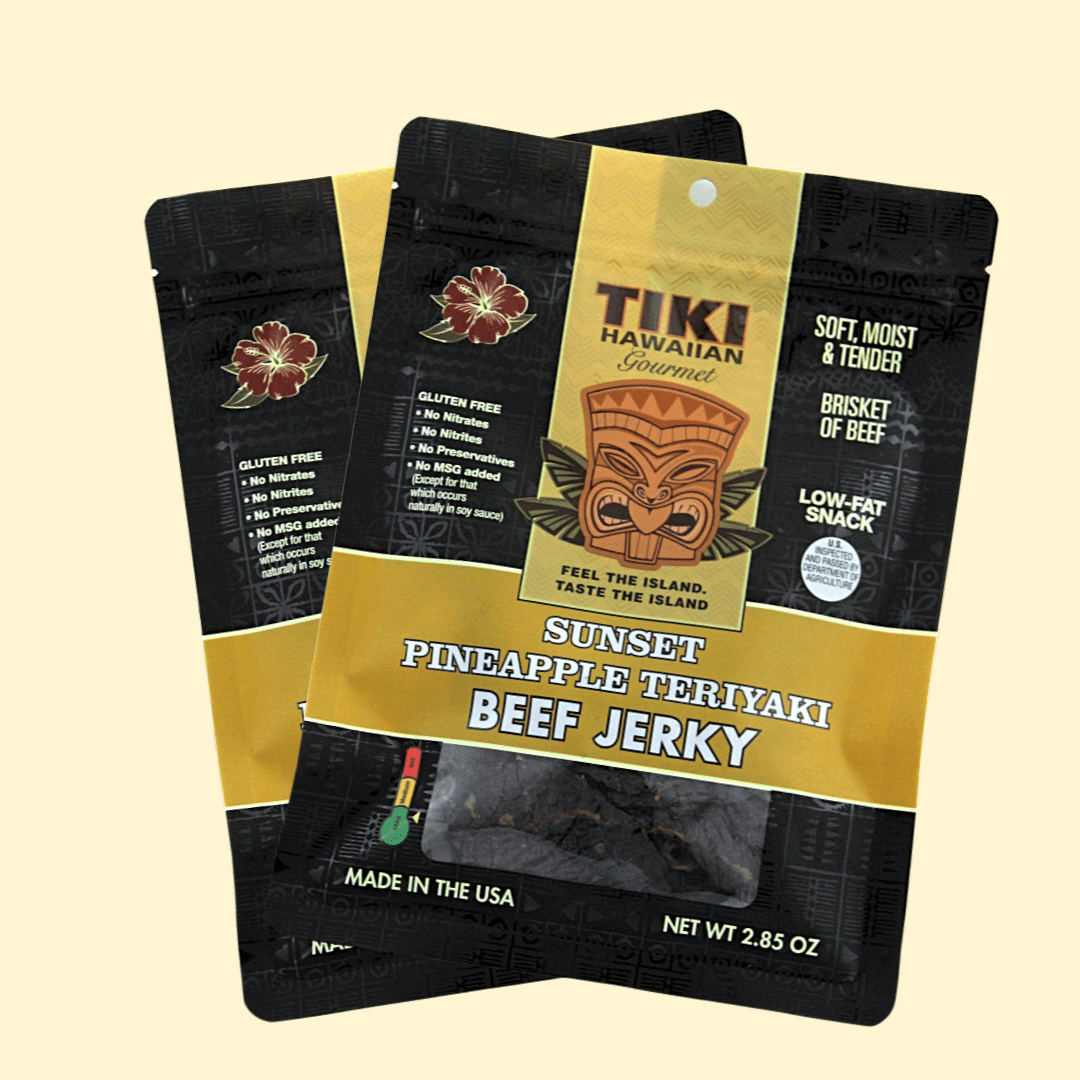 Tiki Hawaiian Gourmet Jerky | 2-Pack Beef Jerky - Sunset Pineapple Teriyaki